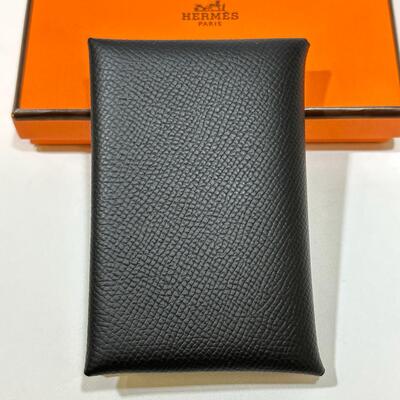 Hermes Calvi Card Holder Epsom Calf Black – solobuybuy